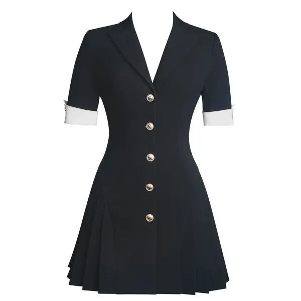 MISS CIRCLE NEW YORK Ilitha Woven Crepe Pleated Mini Blazer Dress By - Black