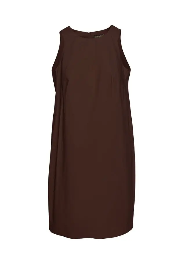 CONQUISTA Linen Sack Dress - Brown