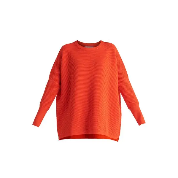 PAISIE Ribbed Crew Neck Jumper - Red