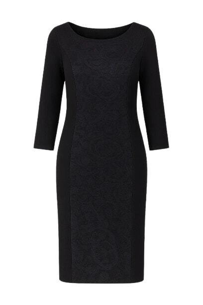 CONQUISTA Lace Detail Stretch Dress - Black