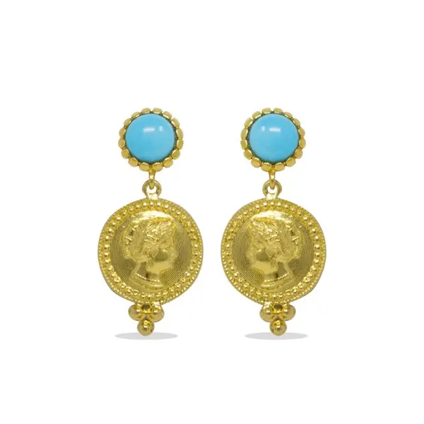 VINTOUCH ITALY Cleopatra Earrings With Turquoise - Gold