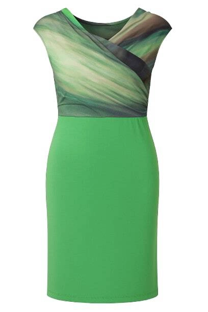 CONQUISTA Faux Wrap Print Dress