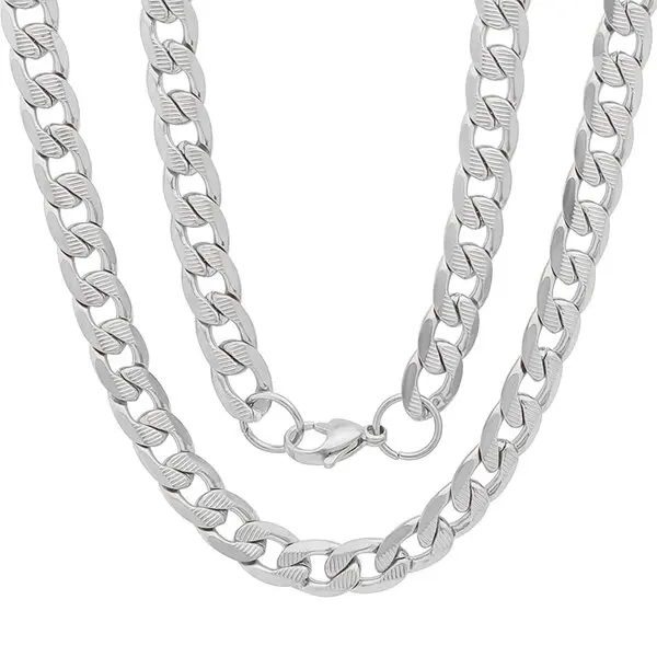 STEELTIME Stainless Steel Cuban Chain Link Necklace - Silver
