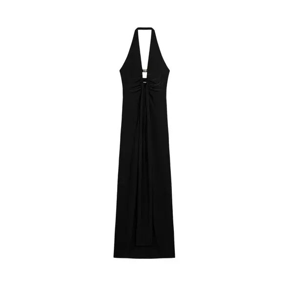 NOCTURNE Halter Neck Cut-out Maxi Dress - Black