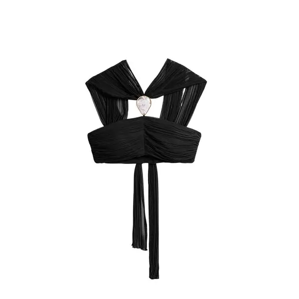 NOCTURNE Strapless Draped Bustier Top