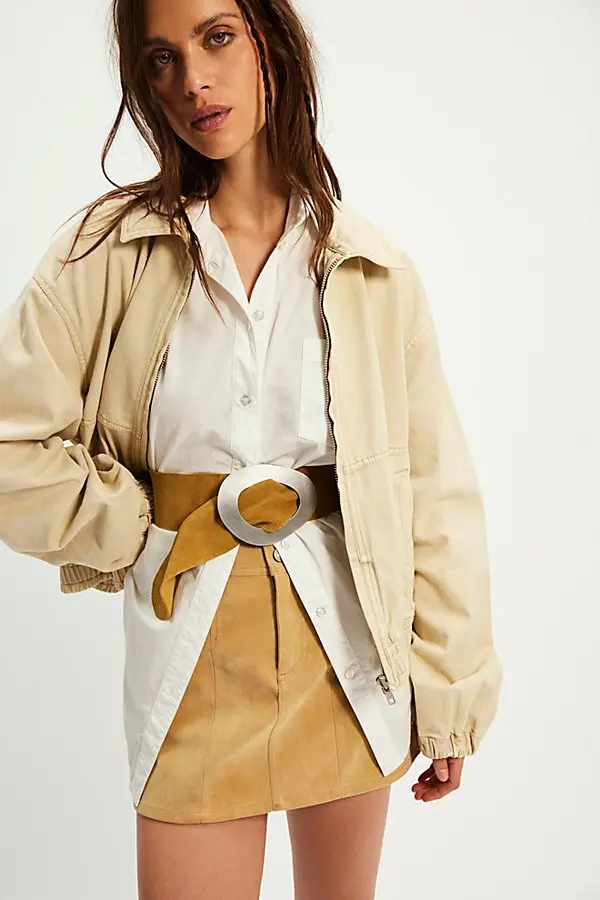 Free People Freya Suede Waist Belt - Ochre