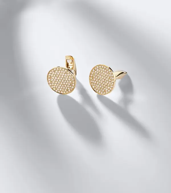 SYDNEY EVAN Disc 14kt Cufflinks With Diamonds