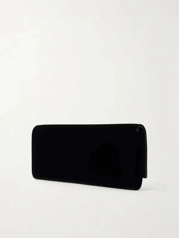 Saint Laurent Kate Velour Logo Chain Clutch