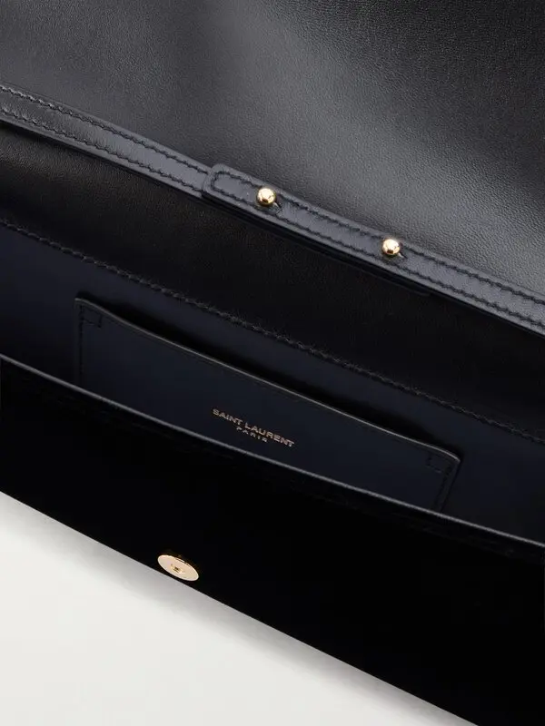 Saint Laurent Kate Velour Logo Chain Clutch