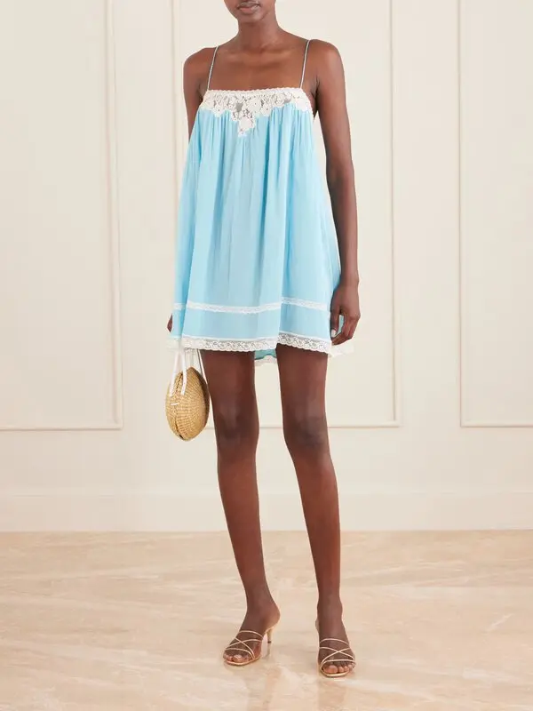 DÔEN Clemente Lace-trimmed Silk Mini Dress