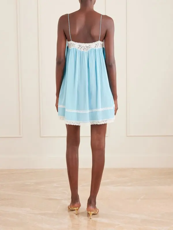 DÔEN Clemente Lace-trimmed Silk Mini Dress