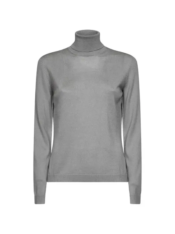 BLANCA VITA Turtleneck Fine-knit Sweater - Grey