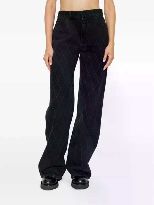 Balmain Diamond-quilted Wide-leg Jeans
