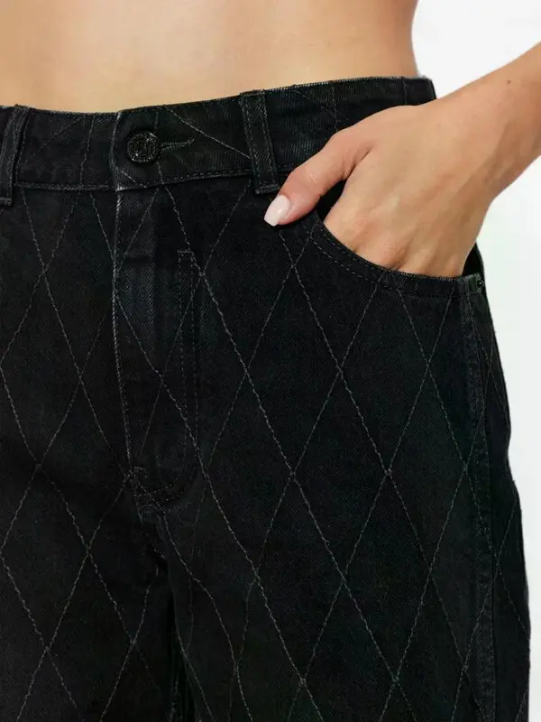 Balmain Diamond-quilted Wide-leg Jeans