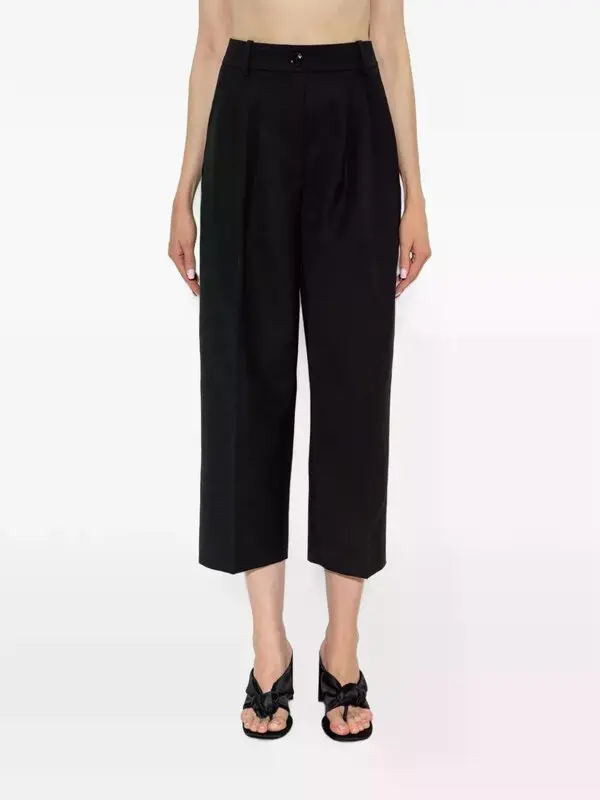 ANINE BING Brice Pleated Cropped Trousers