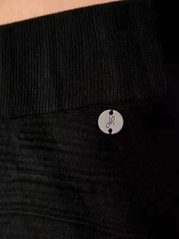 Joseph Ribkoff Ribbed Knit Logo Plaque Track Pants