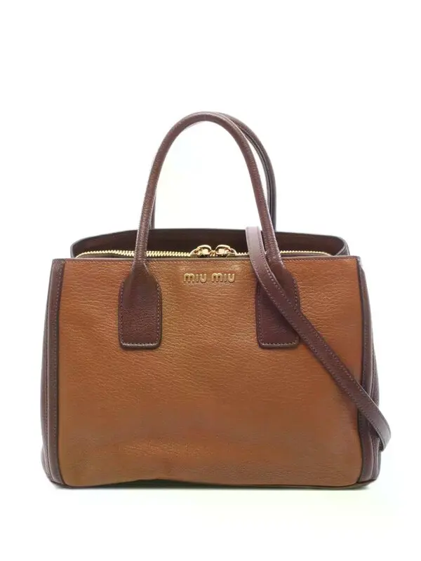 Miu Miu Madras Bicolore Tote Bag - Brown