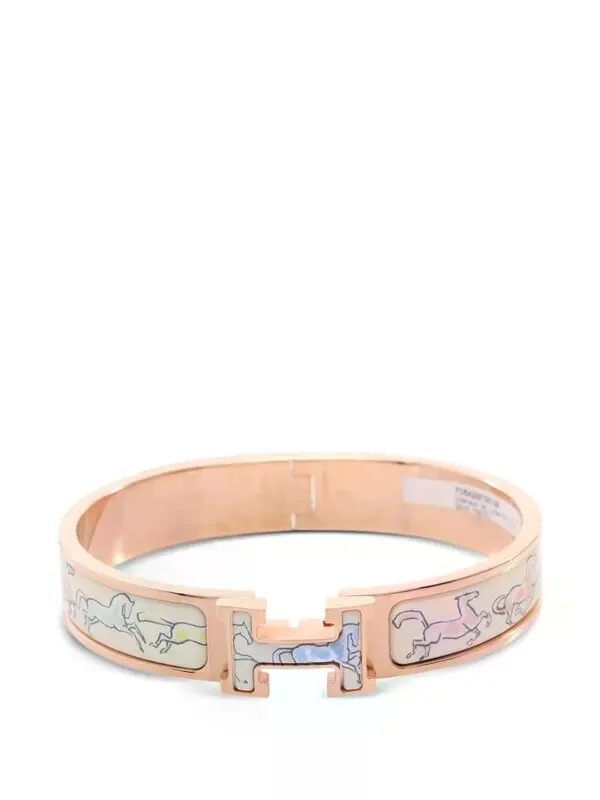 Hermès 2020s Pm Clic Clac Chevaux En Liberté Bangle - Pink