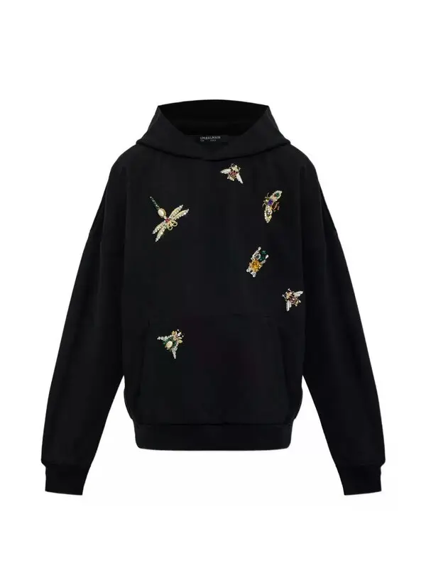 Balmain Appliqué Embellished Cotton Hoodie