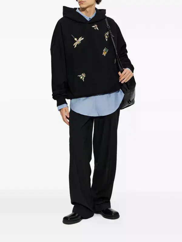 Balmain Appliqué Embellished Cotton Hoodie