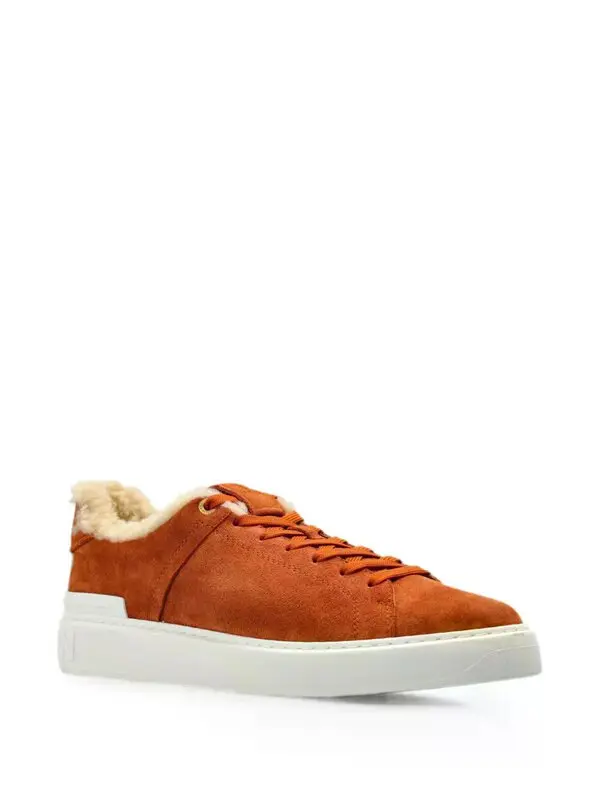 Balmain B-court Shearling-trim Sneakers