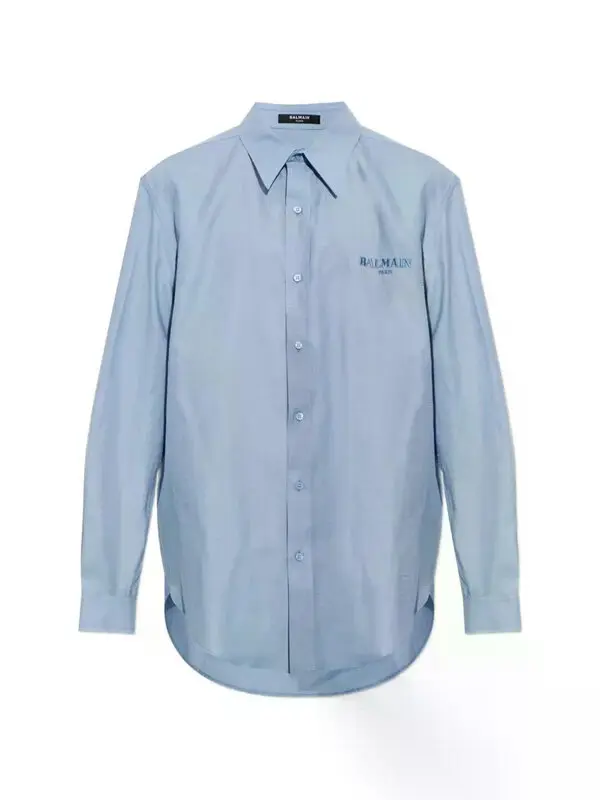 Balmain Logo-embroidered Cotton-blend Shirt