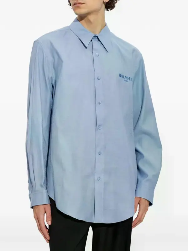 Balmain Logo-embroidered Cotton-blend Shirt