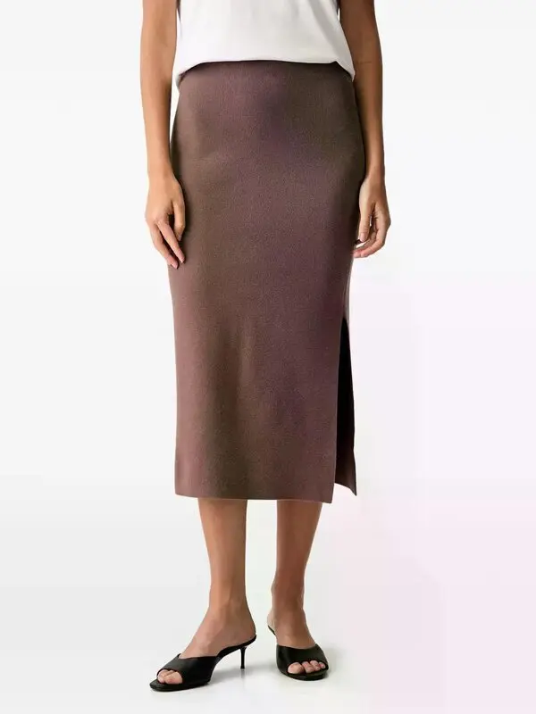 Joseph Ribkoff Side-slit Straight Midi Skirt - Brown