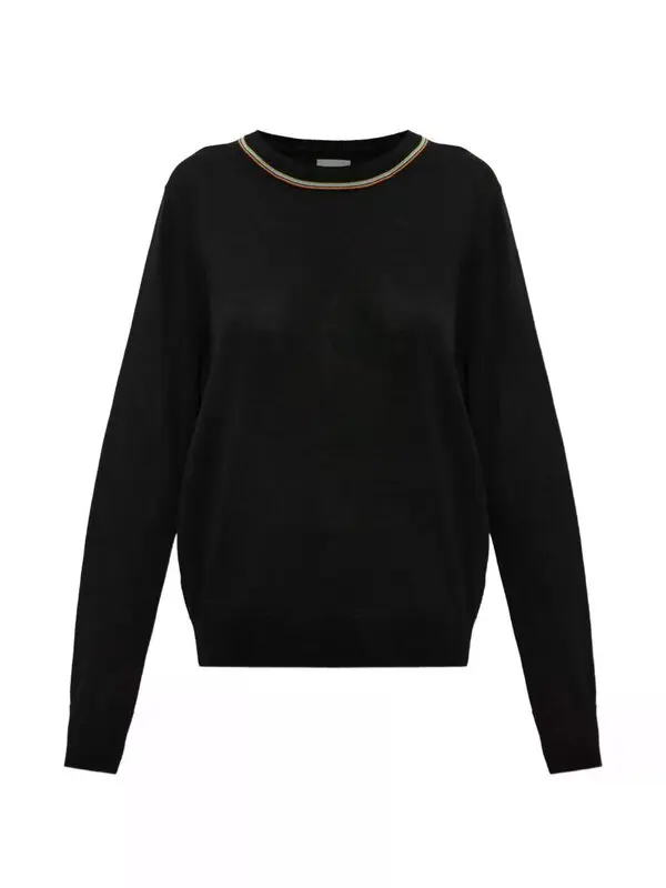 Paul Smith Crew Neck Sweater With Artist Stripe Trim - Black
