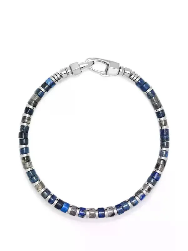NIALAYA JEWELRY Logo-engraved Beaded Bracelet - Silver