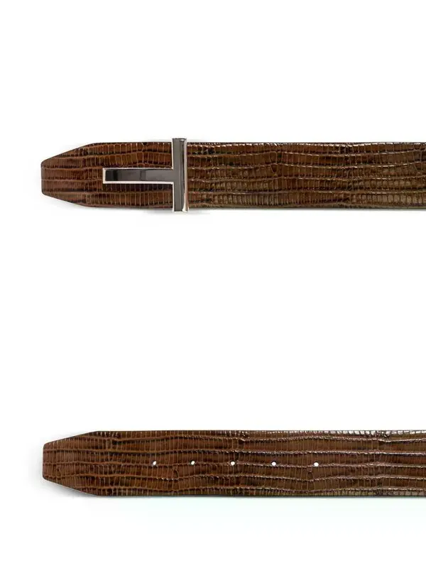 TOM FORD Lizard-effect T-buckle Belt