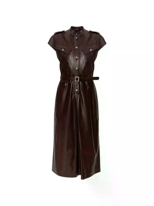 Alexander McQueen Leather Midi Dress