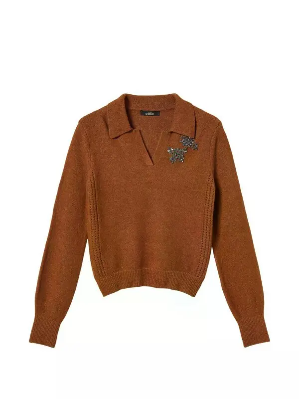 TWINSET Embellished Polo-collar Jumper - Brown