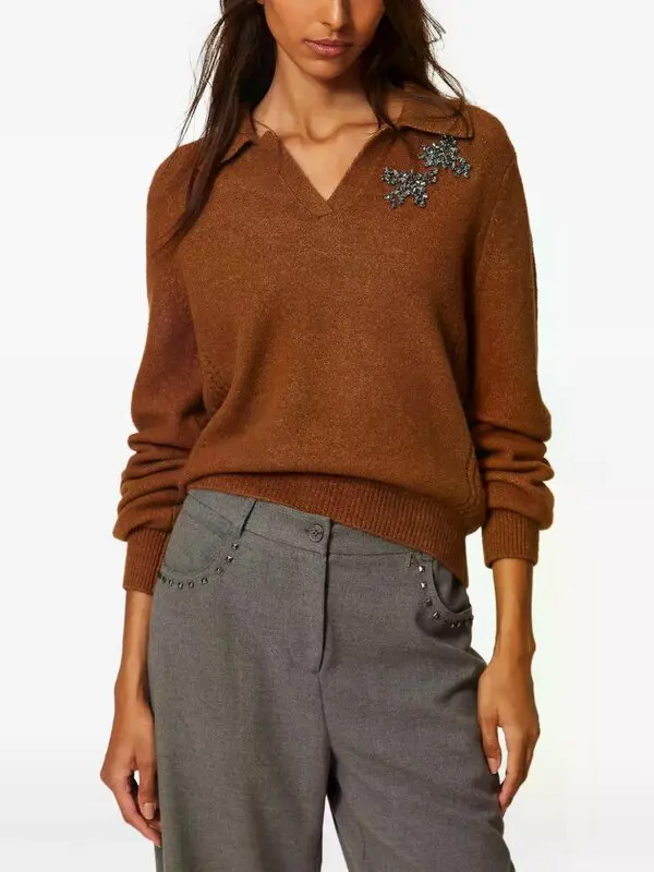 TWINSET Embellished Polo-collar Jumper
