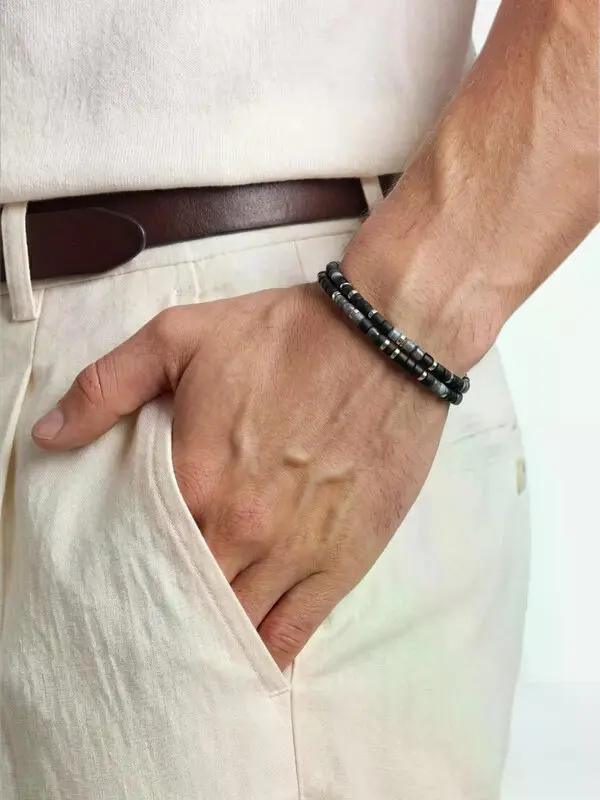 NIALAYA JEWELRY Beaded Wrap Bracelets - Silver