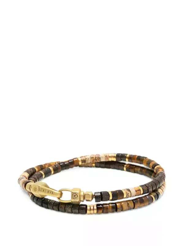 NIALAYA JEWELRY Beaded Double-wrap Bracelets - Gold