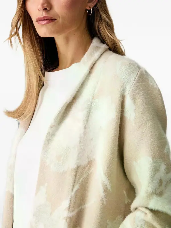 Joseph Ribkoff Floral-print Open-front Long Cardigan