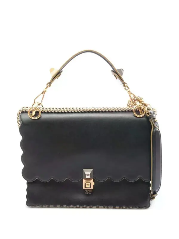 Fendi Kan I Scalloped Shoulder Bag - Black