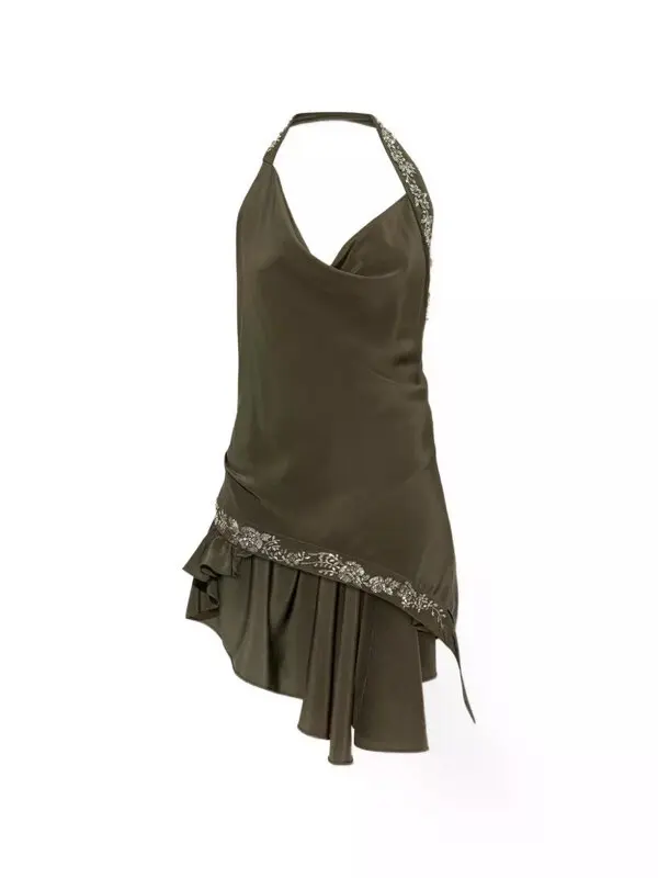Alexander McQueen Halter Neck Silk Top With Shimmering Appliqués