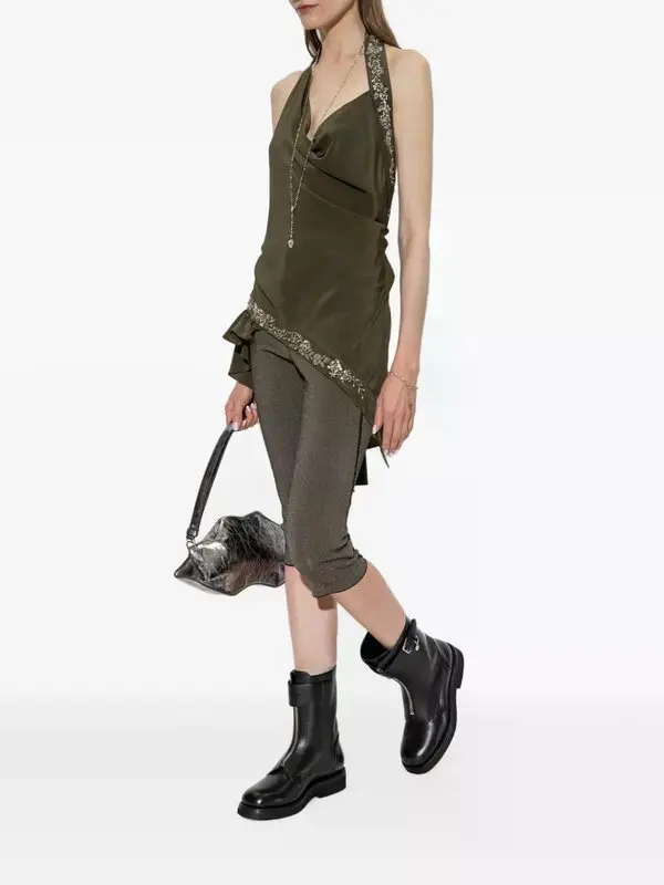 Alexander McQueen Halter Neck Silk Top With Shimmering Appliqués