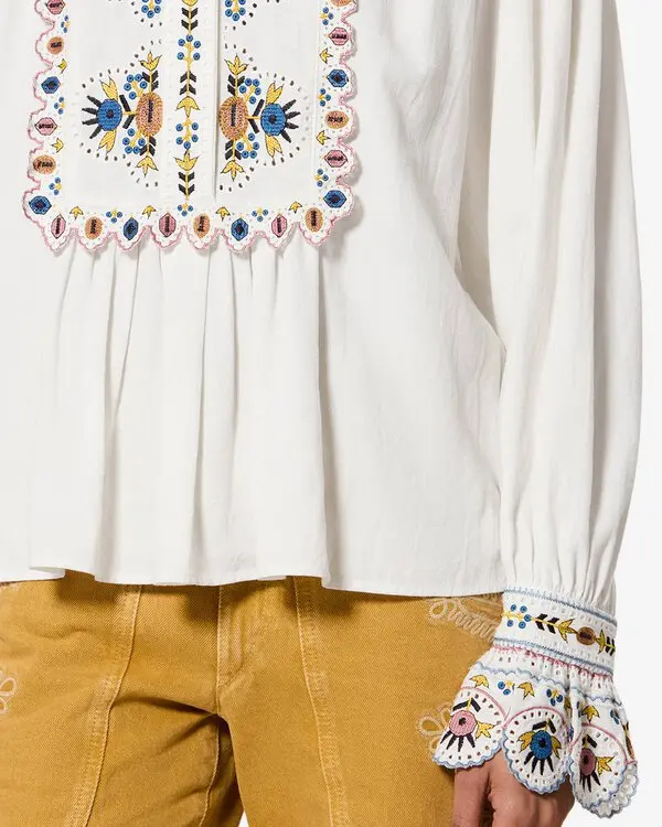 ETOILE Monique Linen Blend Embroidered Blouse
