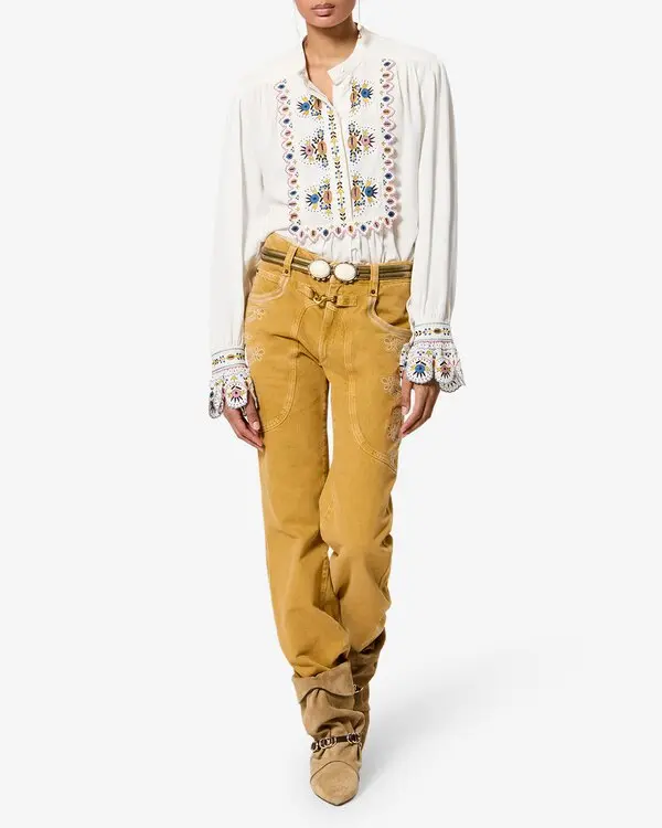 ETOILE Monique Linen Blend Embroidered Blouse