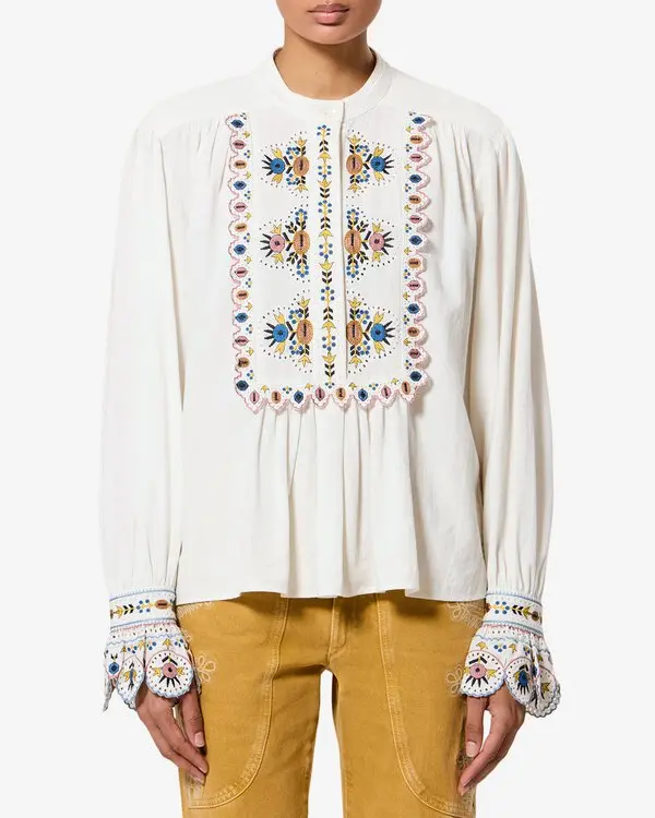 ETOILE Monique Linen Blend Embroidered Blouse