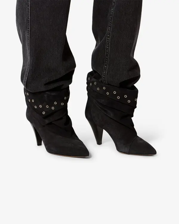 Isabel Marant Étoile Lyone" Suede And Calfskin Heeled Boots - Black