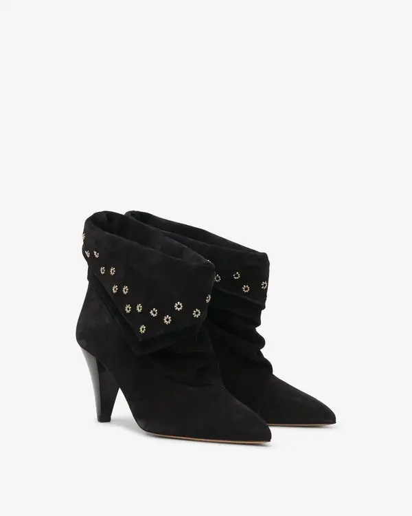 Isabel Marant Étoile Lyone" Suede And Calfskin Heeled Boots - Black