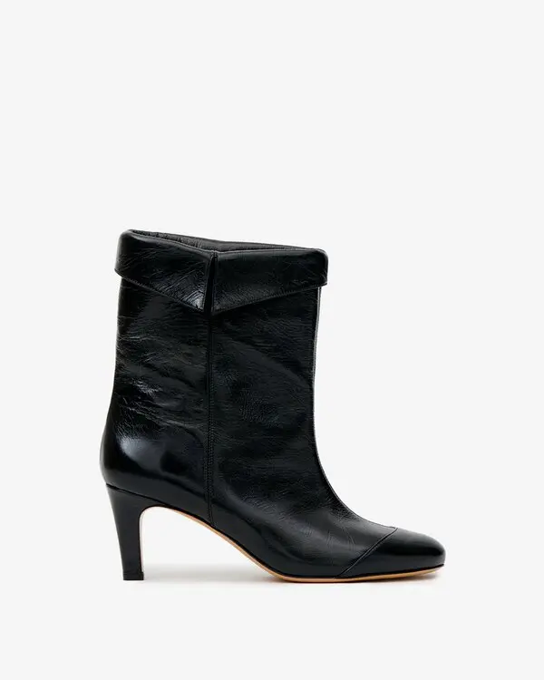 Isabel Marant Étoile Eldra Glazed Calfskin Fold-over Boots - Black