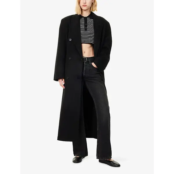 THE FRANKIE SHOP Gaia Double-breasted Wool-blend Coat - Black
