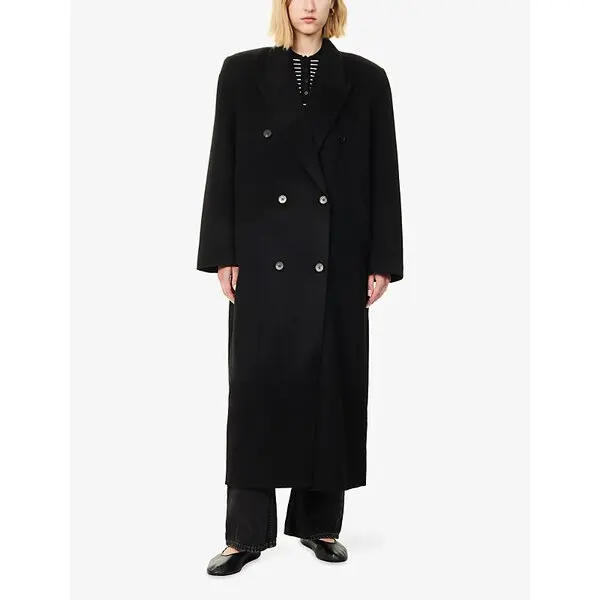 THE FRANKIE SHOP Gaia Double-breasted Wool-blend Coat - Black