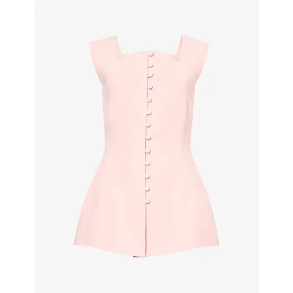 Mona Alshebil Structured Button-front Crepe Top - Peach