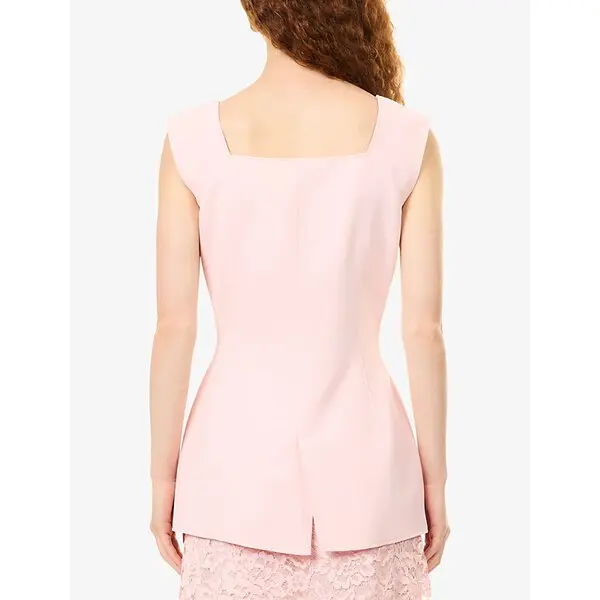 Mona Alshebil Structured Button-front Crepe Top - Peach